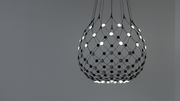 Luceplan Mesh pendel wireless Ø80 / 2 m ledning, sort