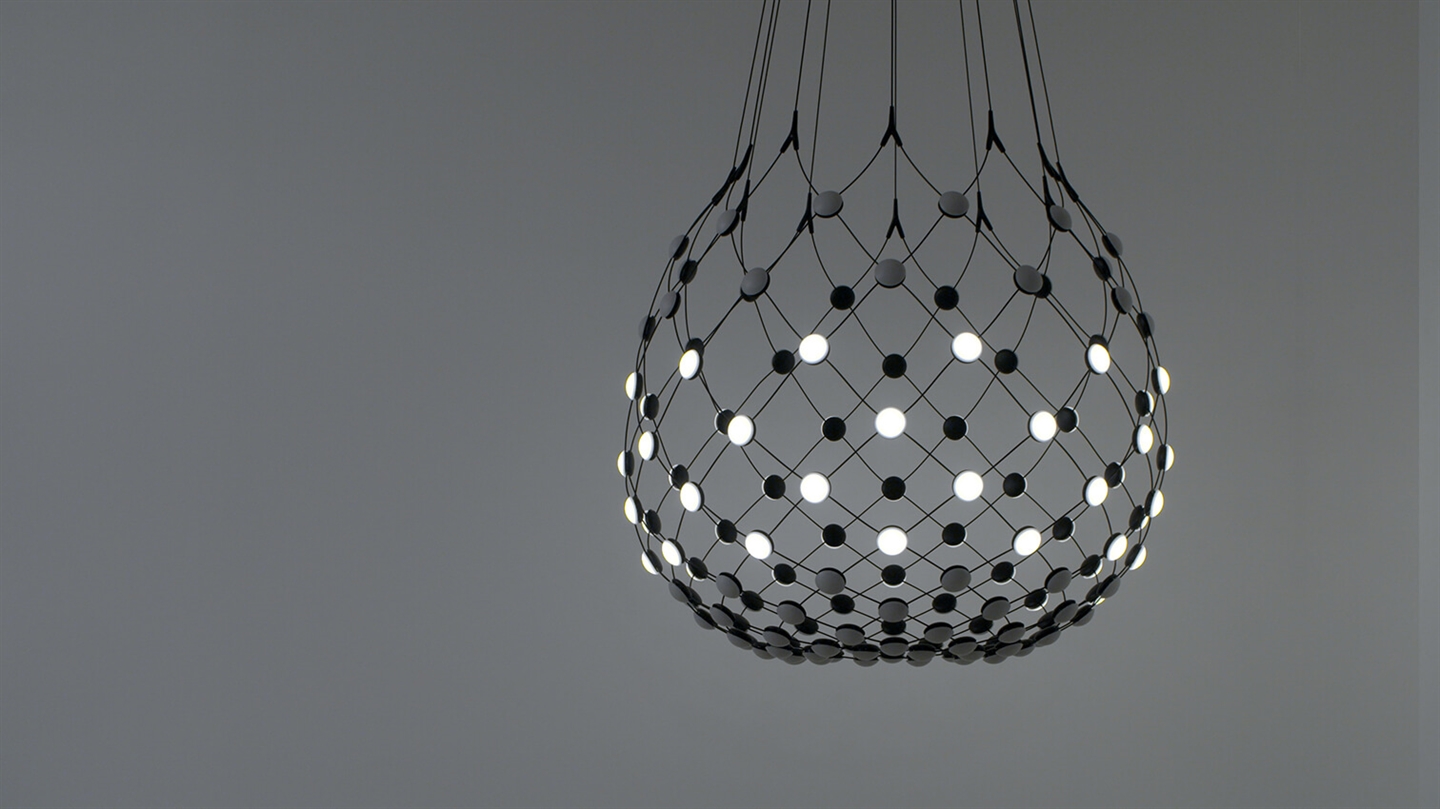 Luceplan Mesh pendel wireless Ø80 / 5 m ledning, sort